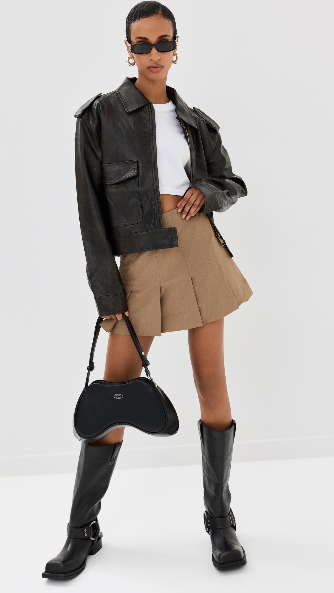 LIONESS Lioness Eighties Bomber Leather Jacket